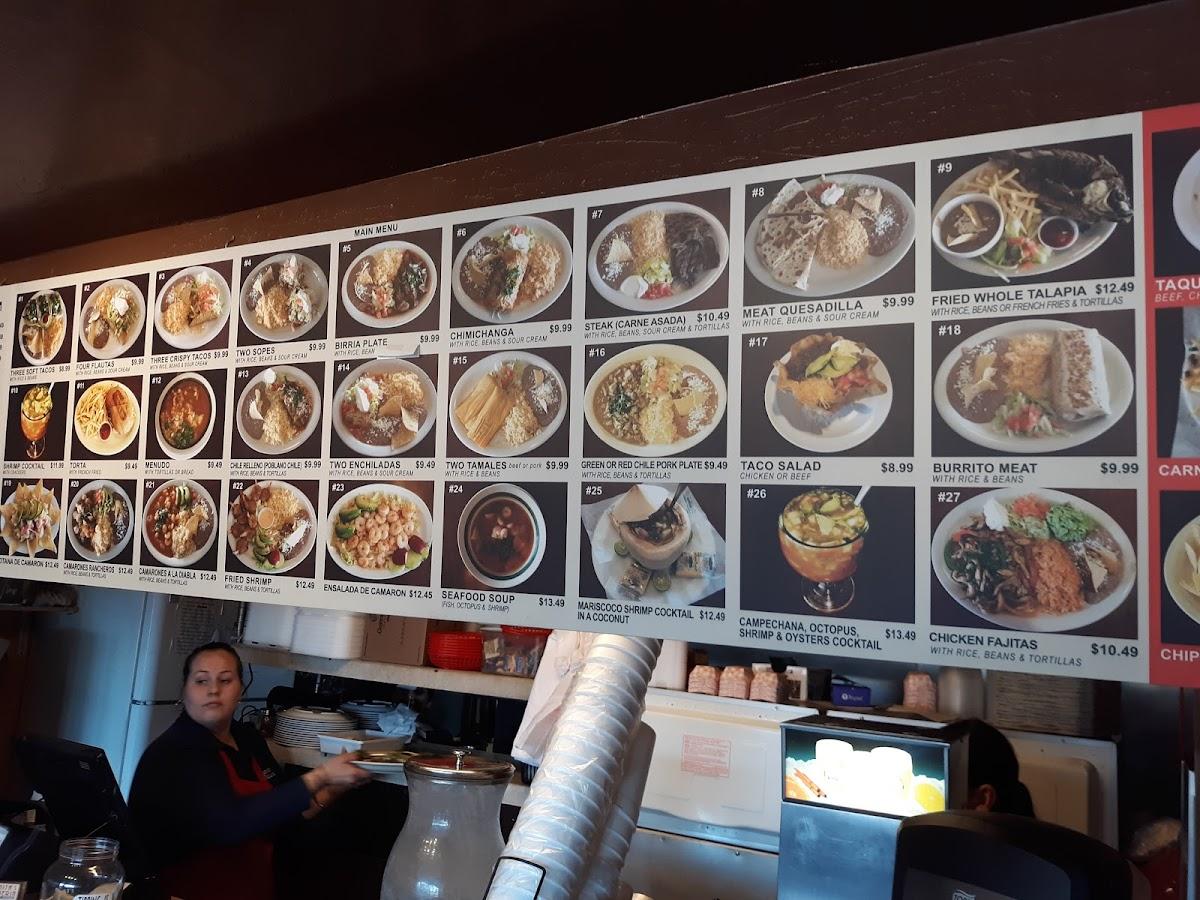 Menu at Juanita's Taqueria restaurant, Cottonwood
