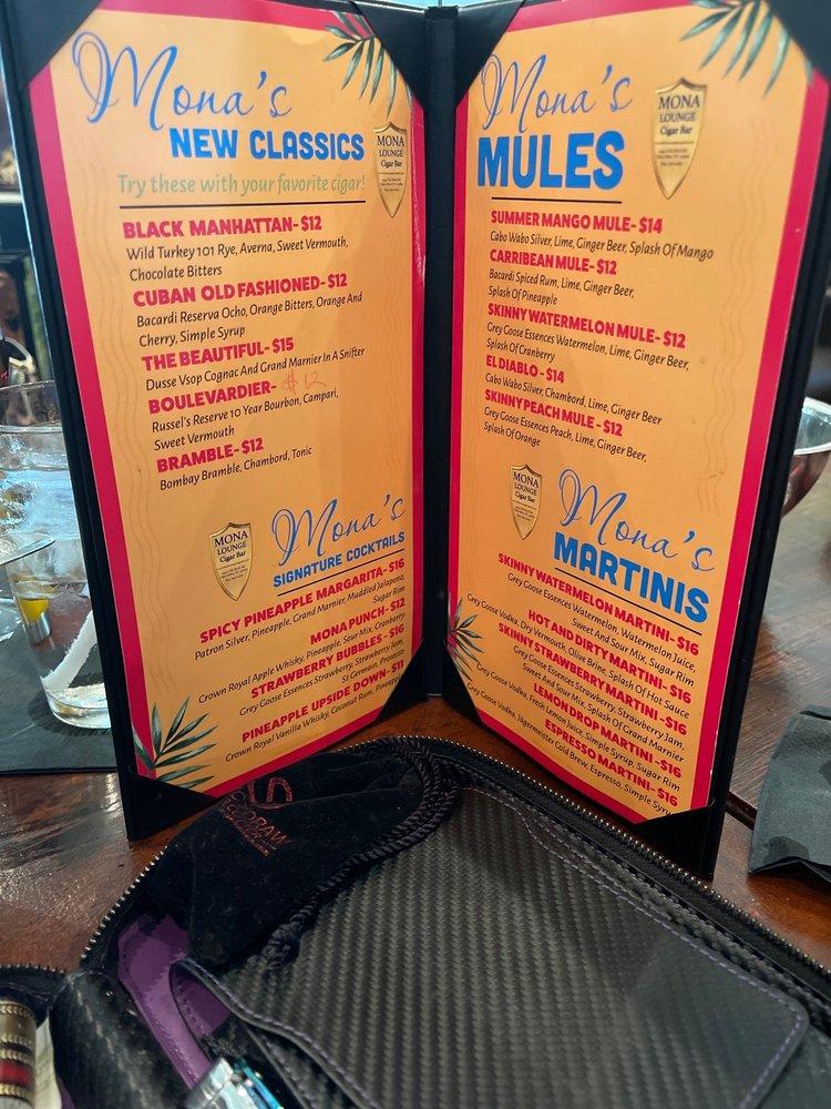 Menu at Mona Lounge and Cigar Bar, Short Pump