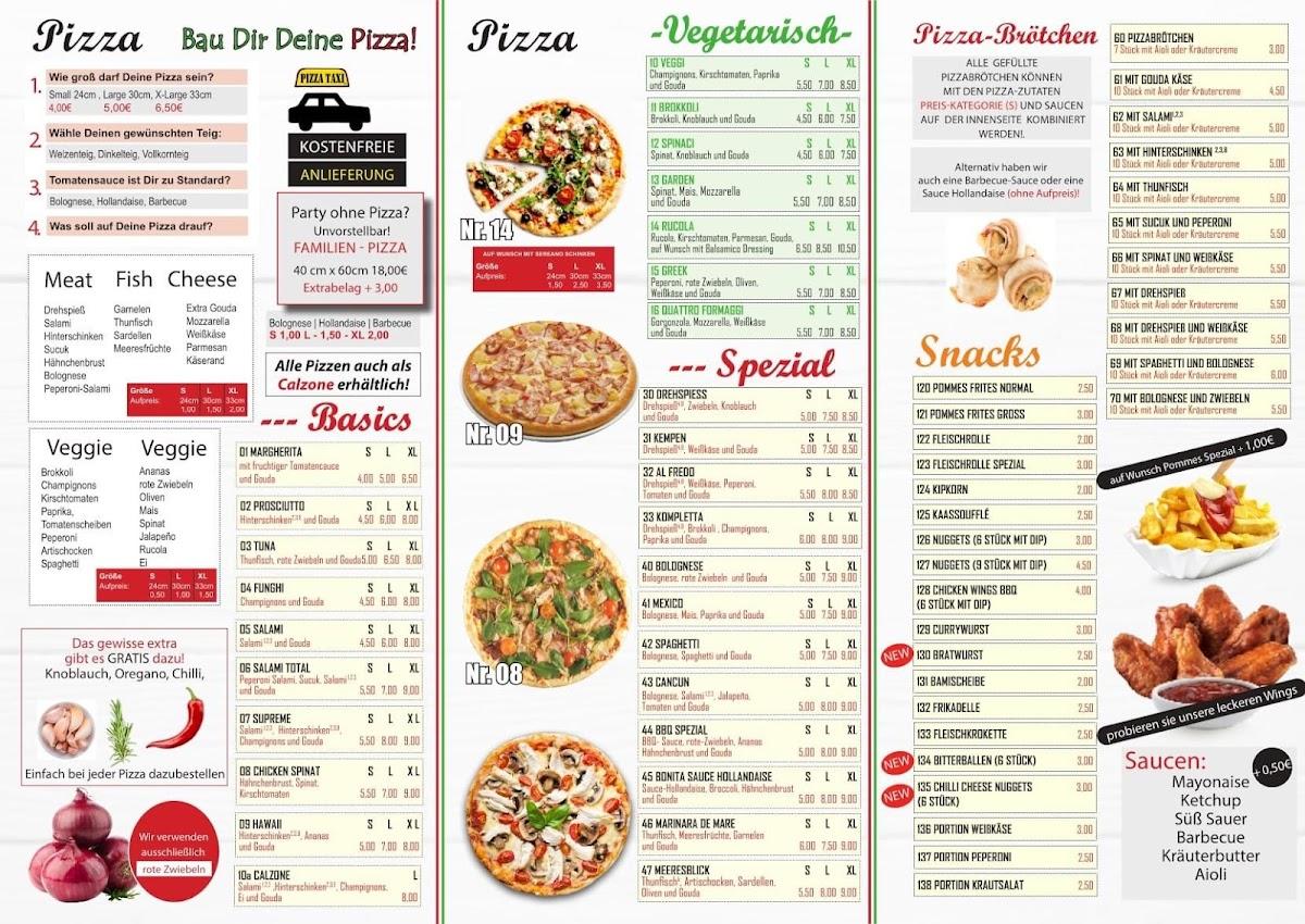 Speisekarte von Mo´s Pizza, Kleve