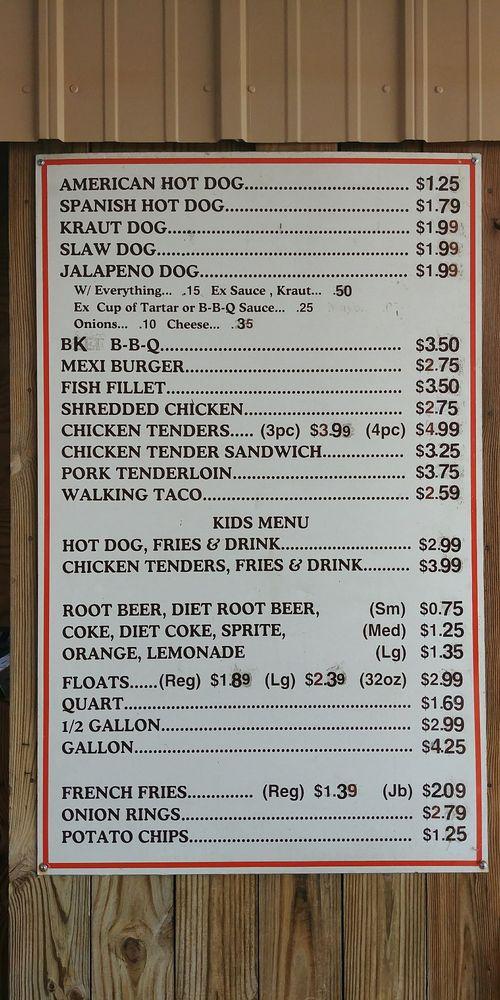 Menu at B-K Root Beer Drive In pub & bar, Piqua