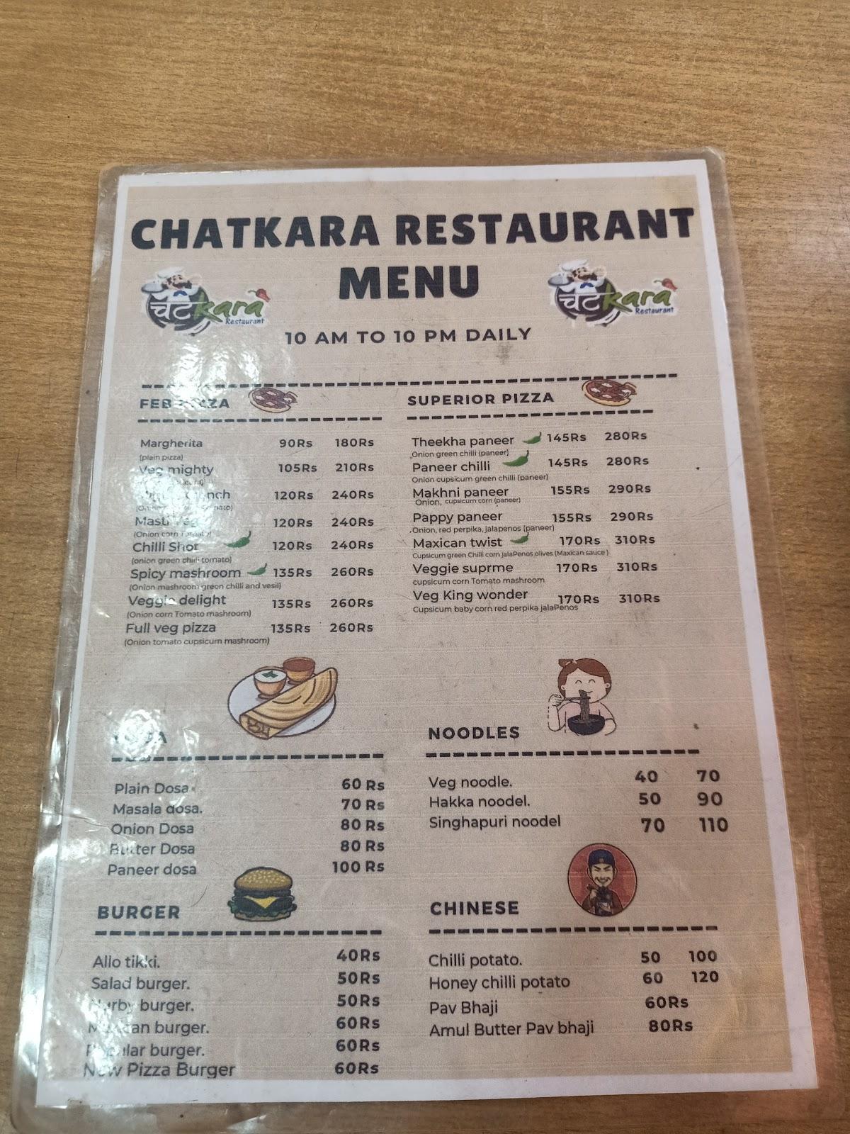 Menu at Chatkara Restaurant, Sikandrabad