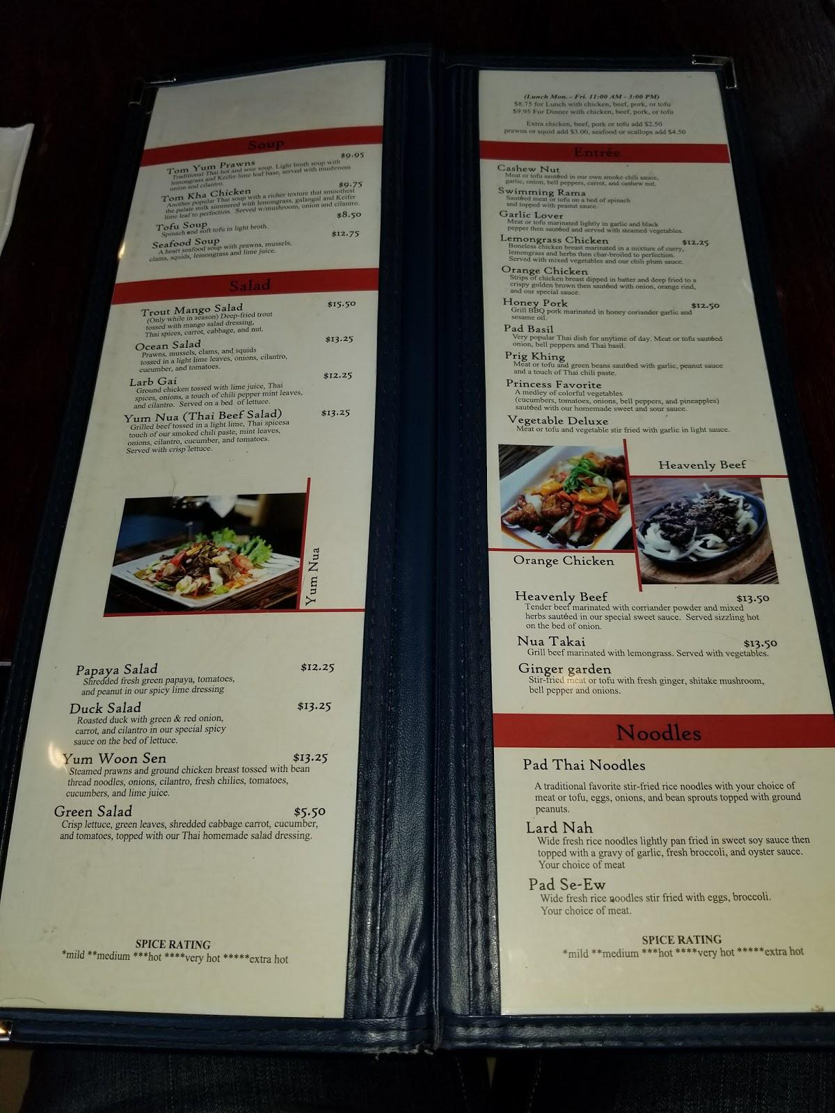 Menu at Hanuman Thai Cafe, Kirkland