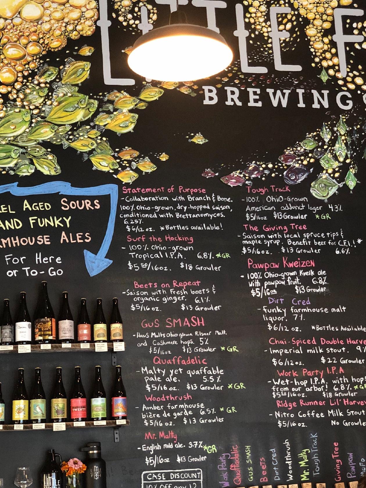 Menu at Little Fish Brewing Company pizzeria, Athens