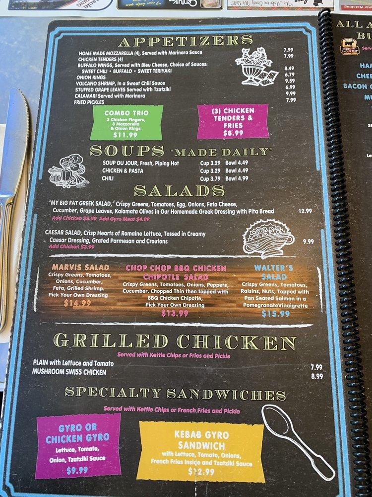 Menu at Marvis Diner restaurant, Wildwood