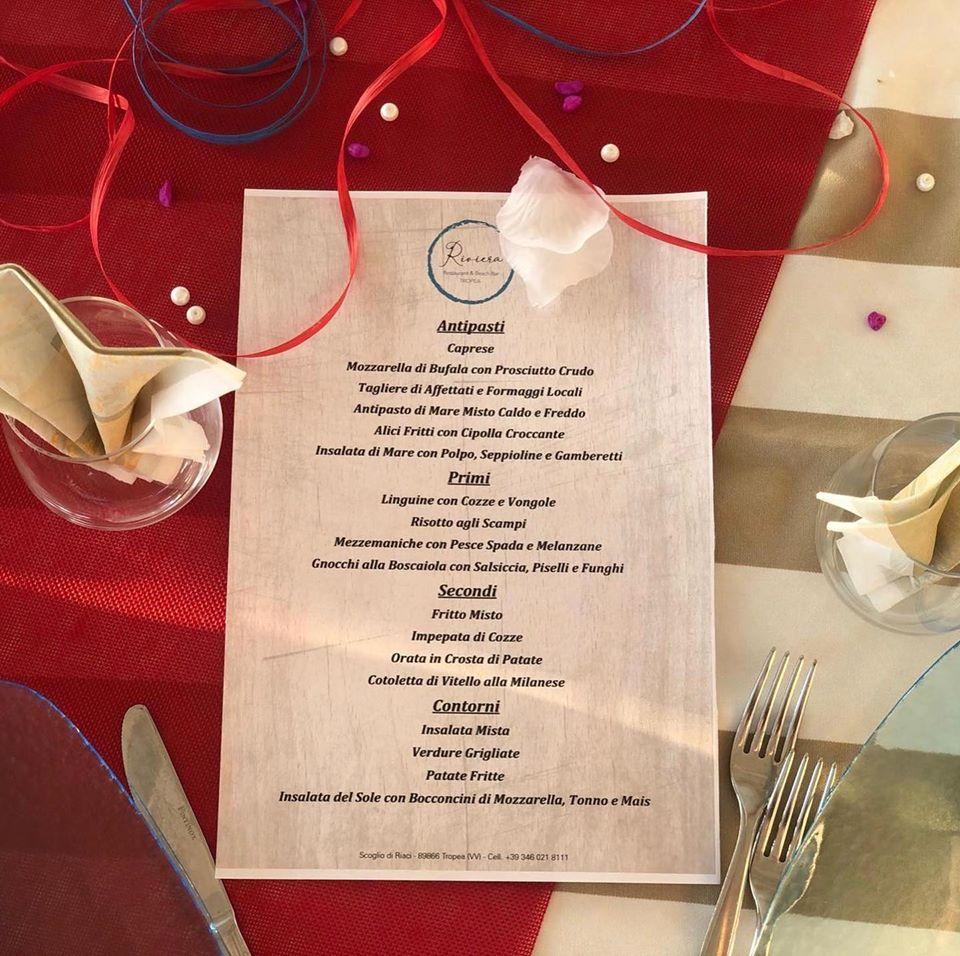 Menu da Riviera Restaurant & Beach Bar Tropea, Tropea