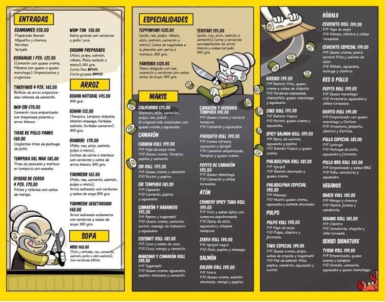 Menu at Sensei Sushi Bar, Veracruz, Bv. Adolfo Ruíz Cortines 4300 Local 209