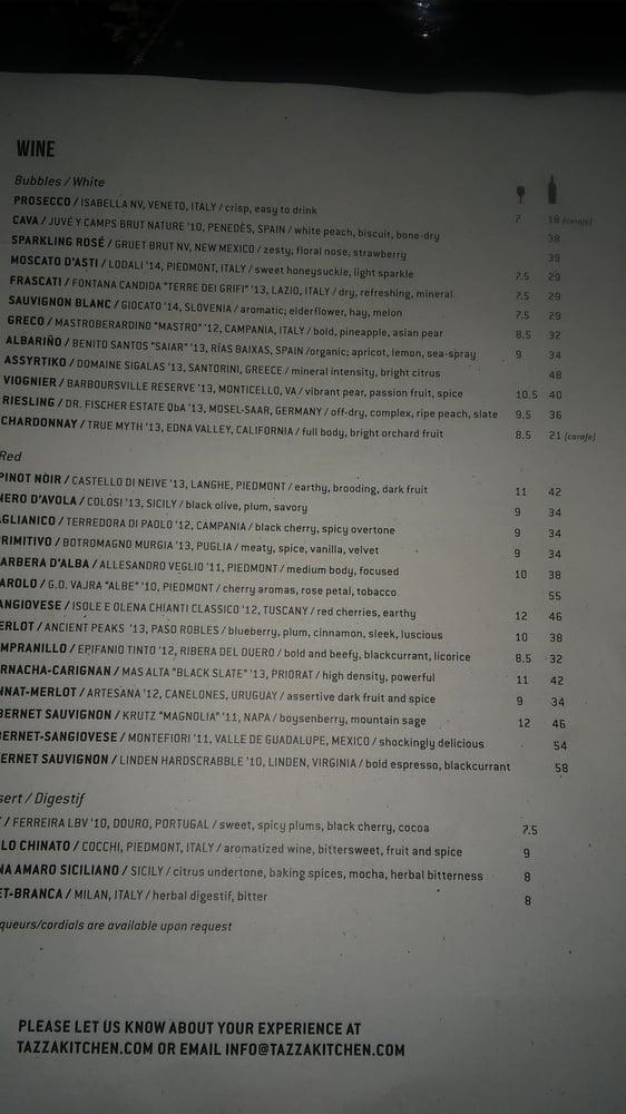 Menu at Tazza Kitchen Short Pump pub & bar, Richmond, Pump Rd