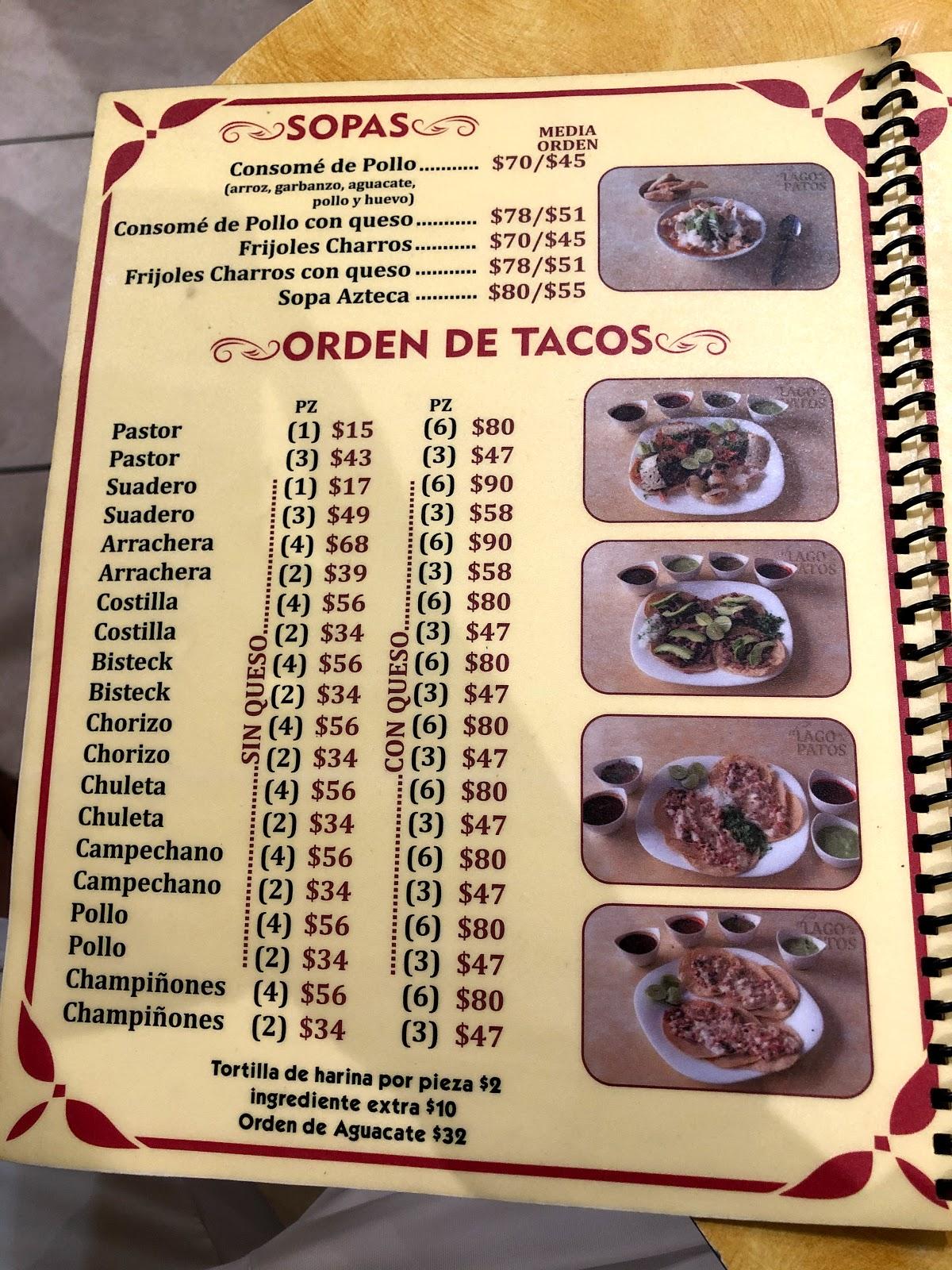 Menu at EL LAGO DE LOS PATOS restaurant, Naucalpan, Av. Cuajimalpa 8