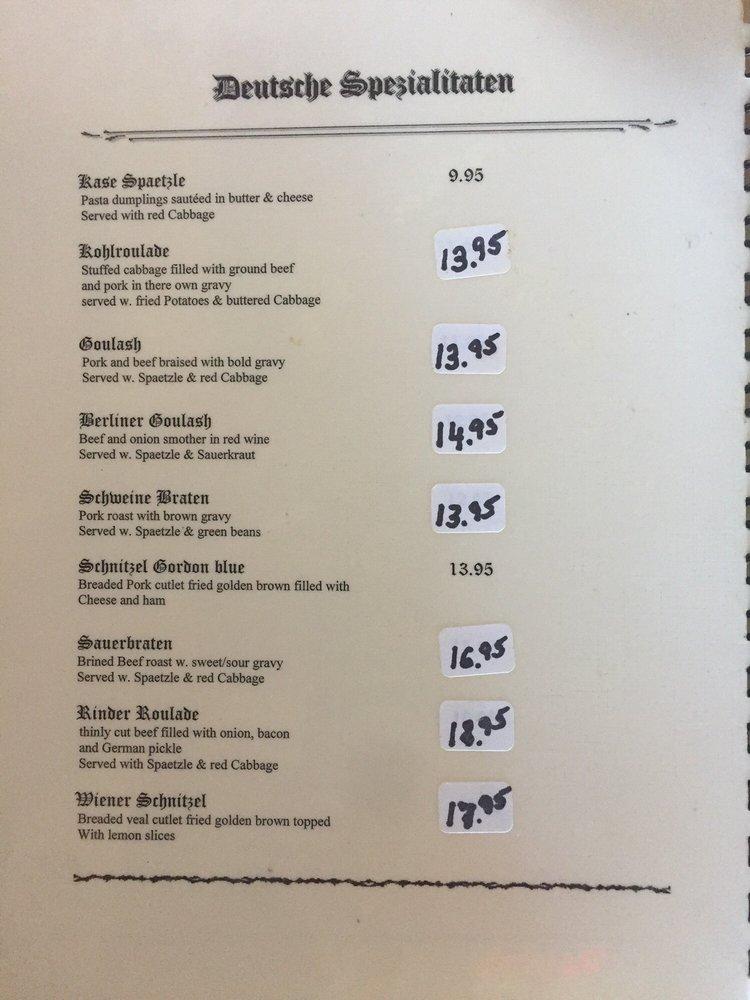 Menu at Gasthaus Berliner Bear restaurant, Beeville