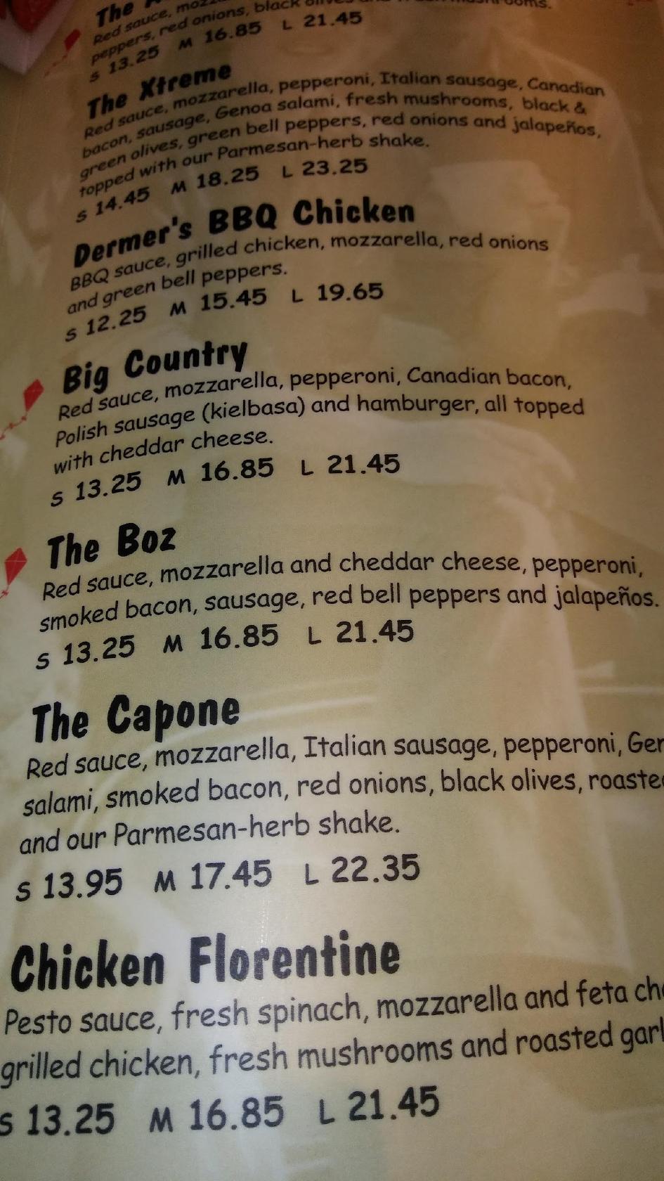 Menu at Hideaway Pizza pizzeria, Fort Smith