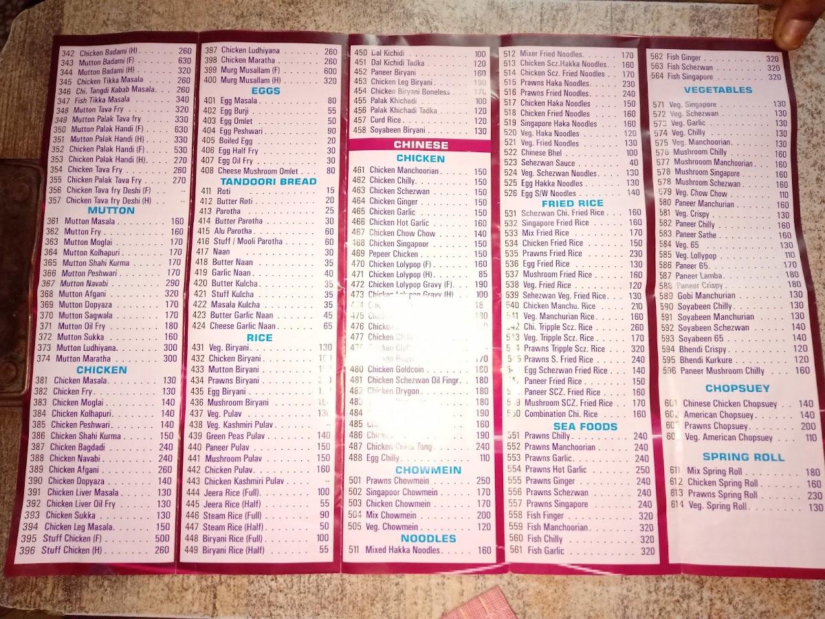 Menu at Hotel Sarovar Restaurant & Bar, Kalyan, 64FJ+WJH