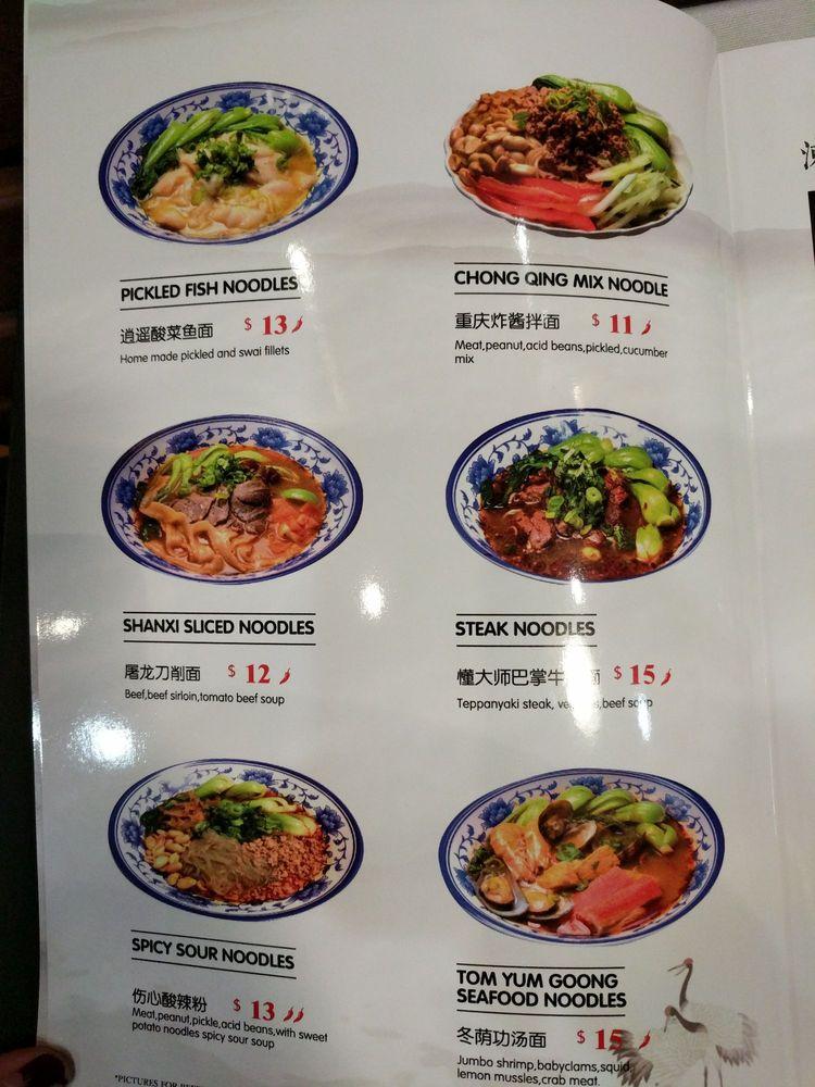 Menu at Meet Noodles restaurant, Nashville