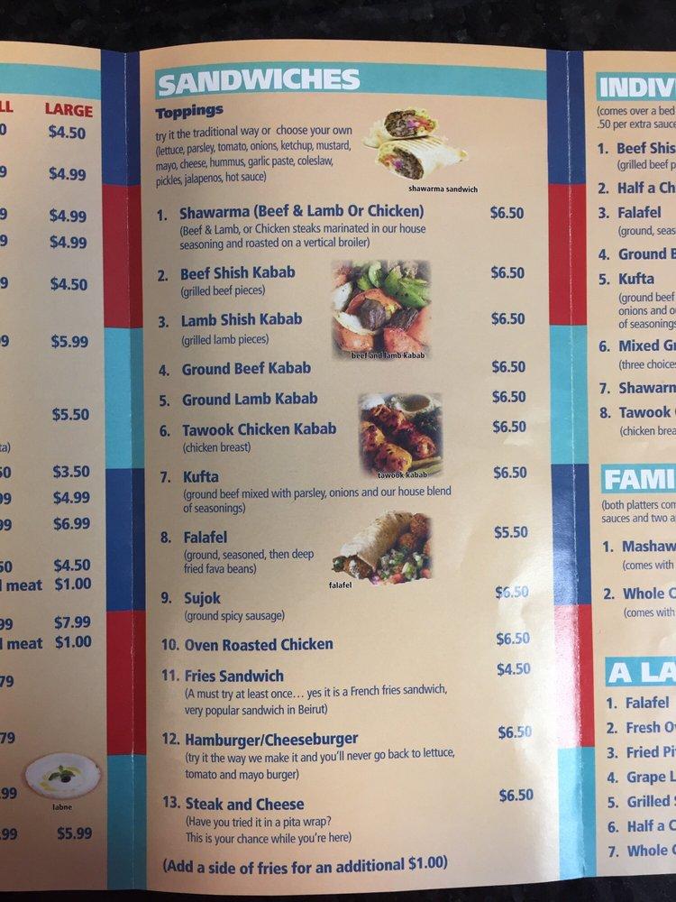 Menu at Taste Of Lebanon desserts, West Springfield, 553 Main St