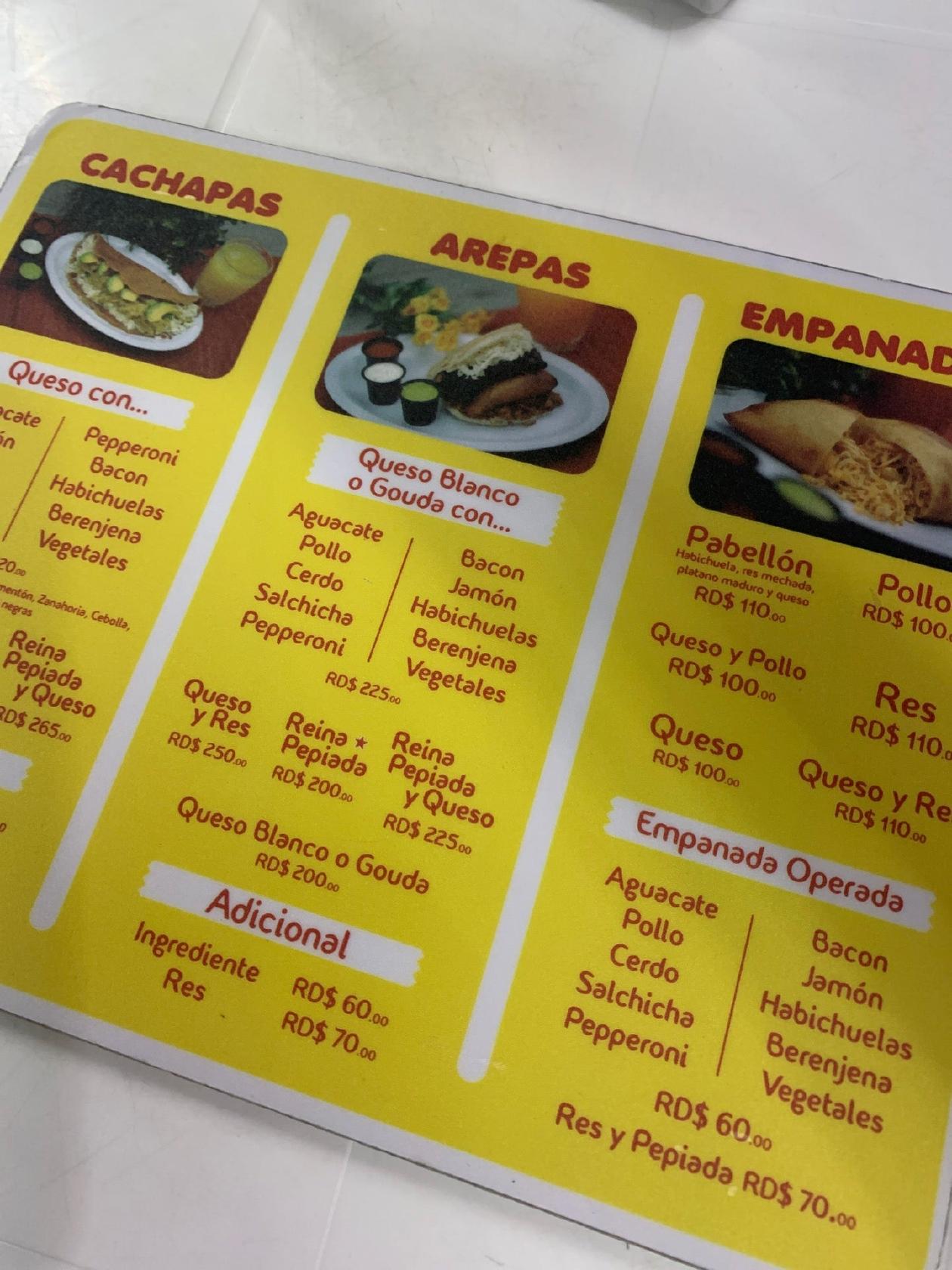 Carta del restaurante CachArepa, Santo Domingo, Av. Winston Churchill 202