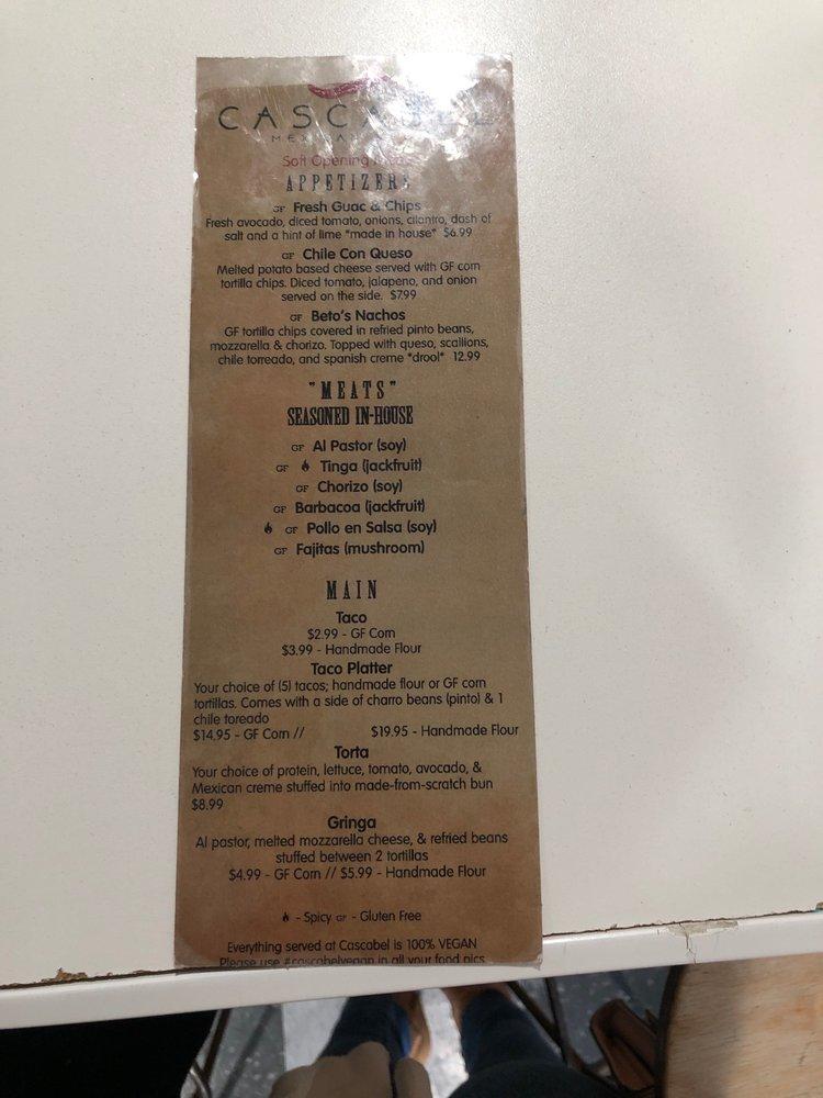 Menu at Cascabel restaurant, Houston