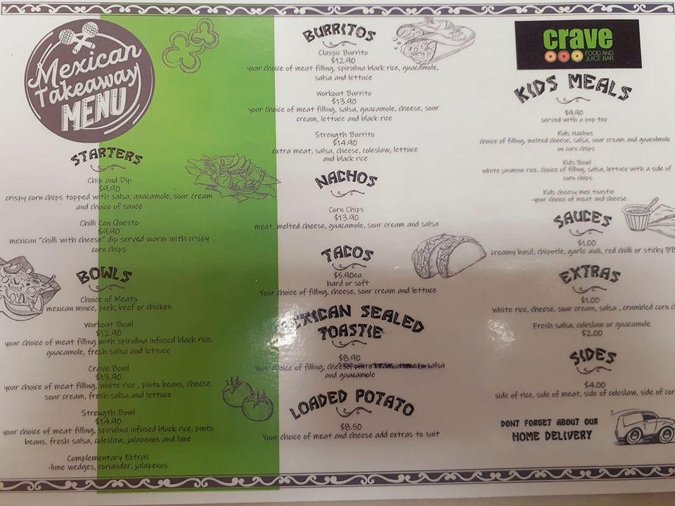 Menu at Crave Food & Juice Bar, Emerald