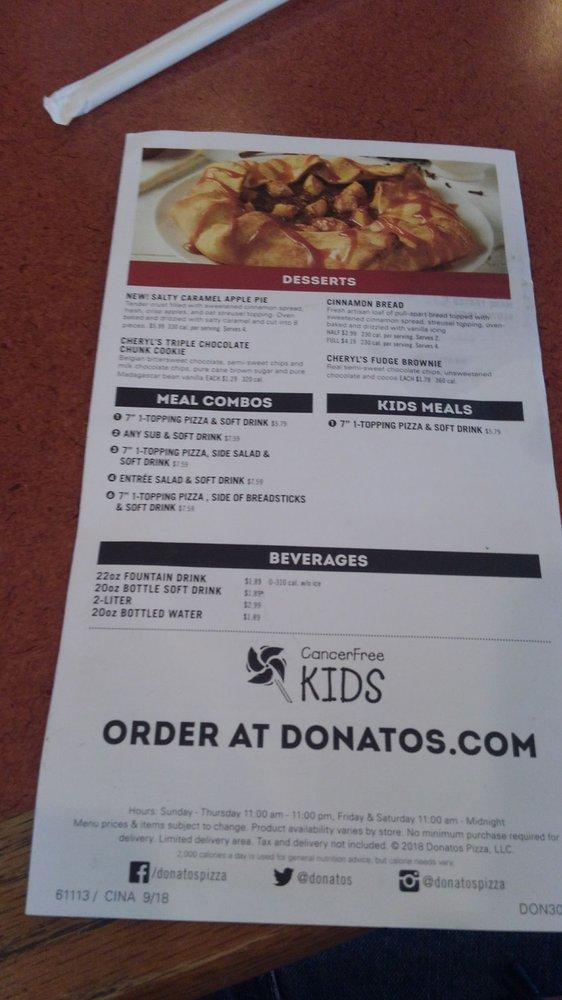 Menu at Donatos Pizza pizzeria, Erlanger, Dixie Hwy
