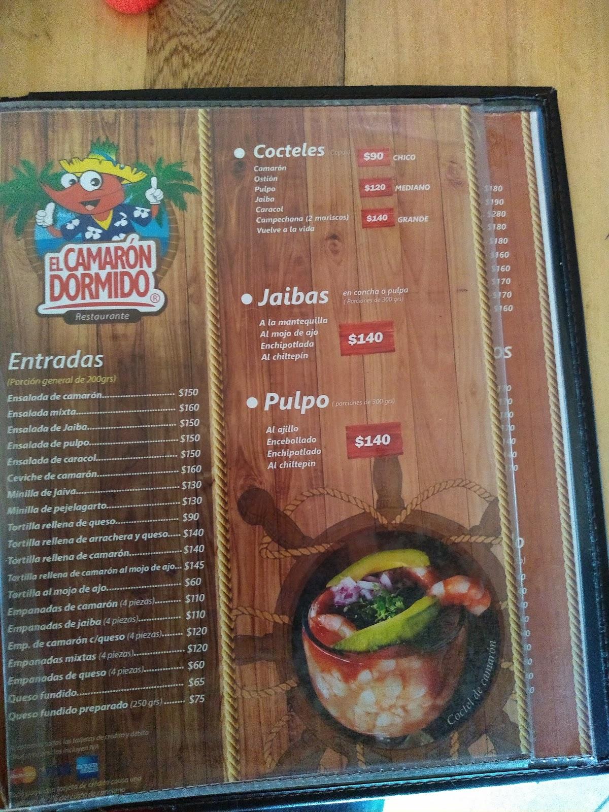 Carta del restaurante El Camarón Dormido, Heroica Cárdenas, Periférico ...