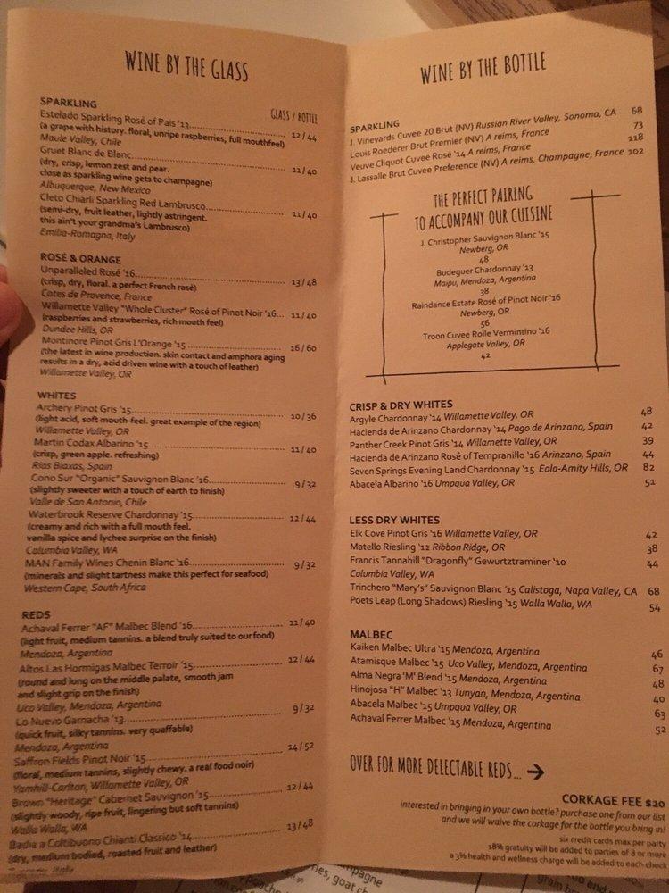 Menu at Lechon pub & bar, Portland