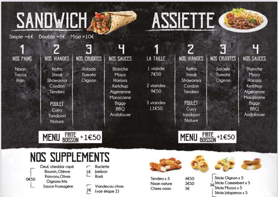 Menu at Maestro Fast Food, Fréjus