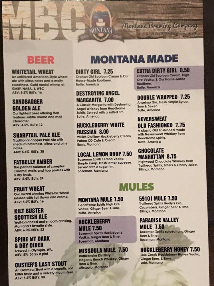 Menu at Montana Brewing Company pub & bar, Billings