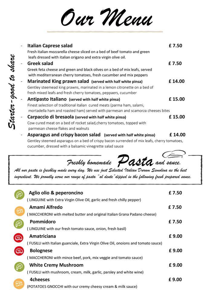 Menu at Semola restaurant, Hove