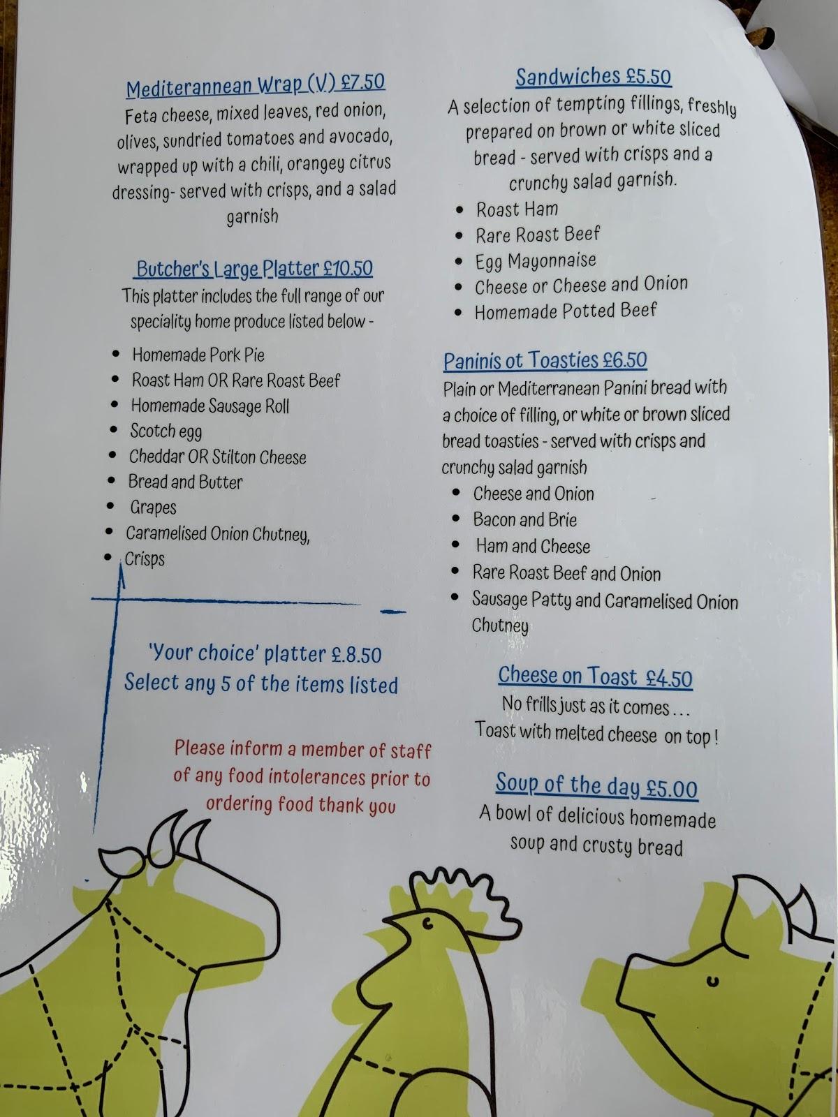 Menu at TWEED at Wadworth cafe, Doncaster