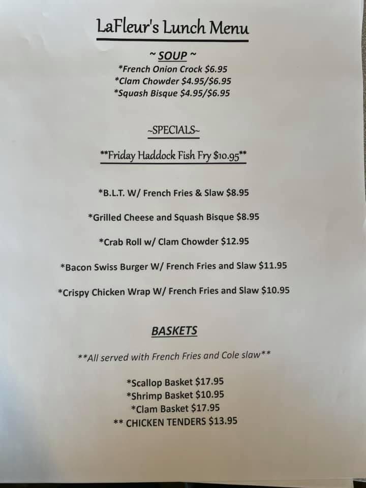 Menu at La Fleurs Restaurant, Jay