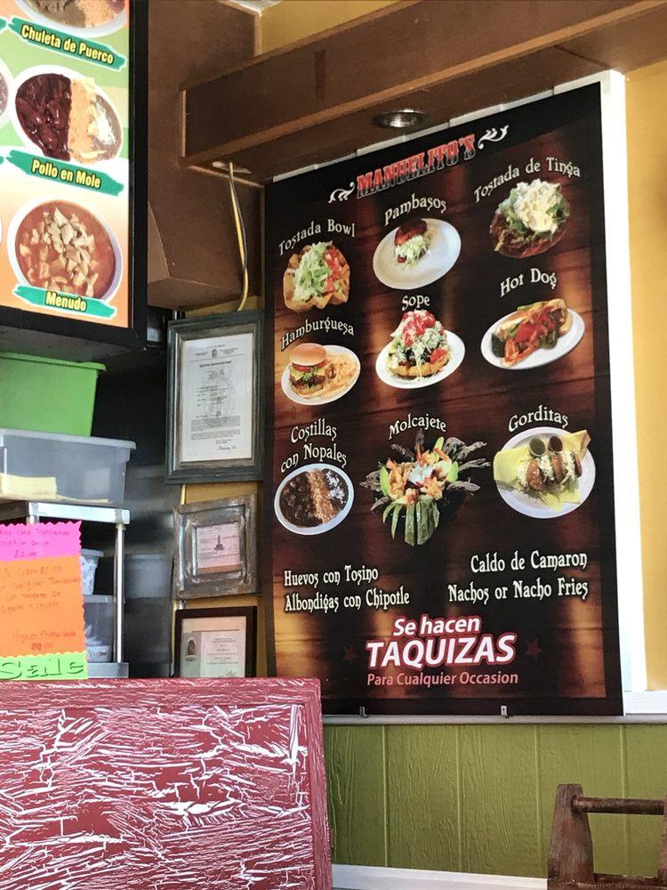 Menu at Manuelito's Mexican Restaurant, Los Angeles
