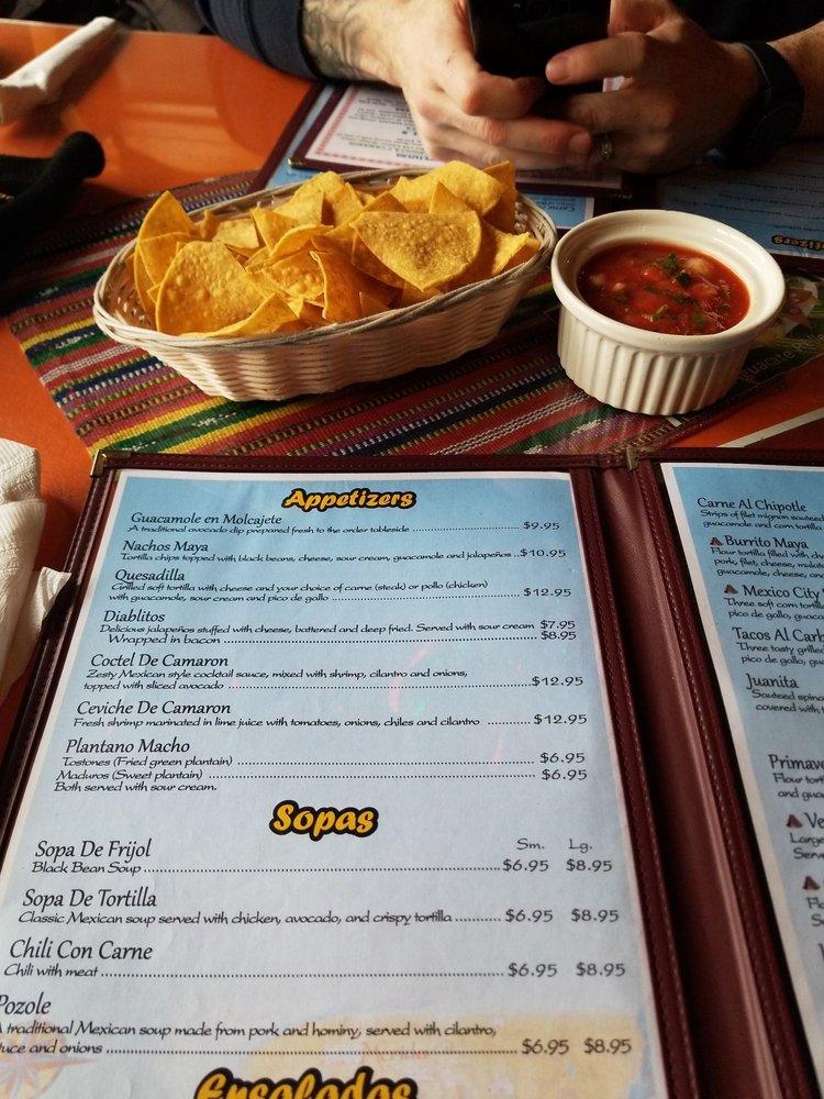 Menu at Maya Cafe, Fishkill