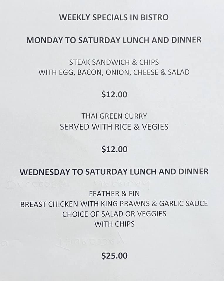 Menu at Victoria Hotel pub & bar, Pyramid Hill