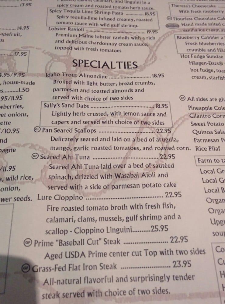 Menu at Lure Fish House pub & bar, Ventura