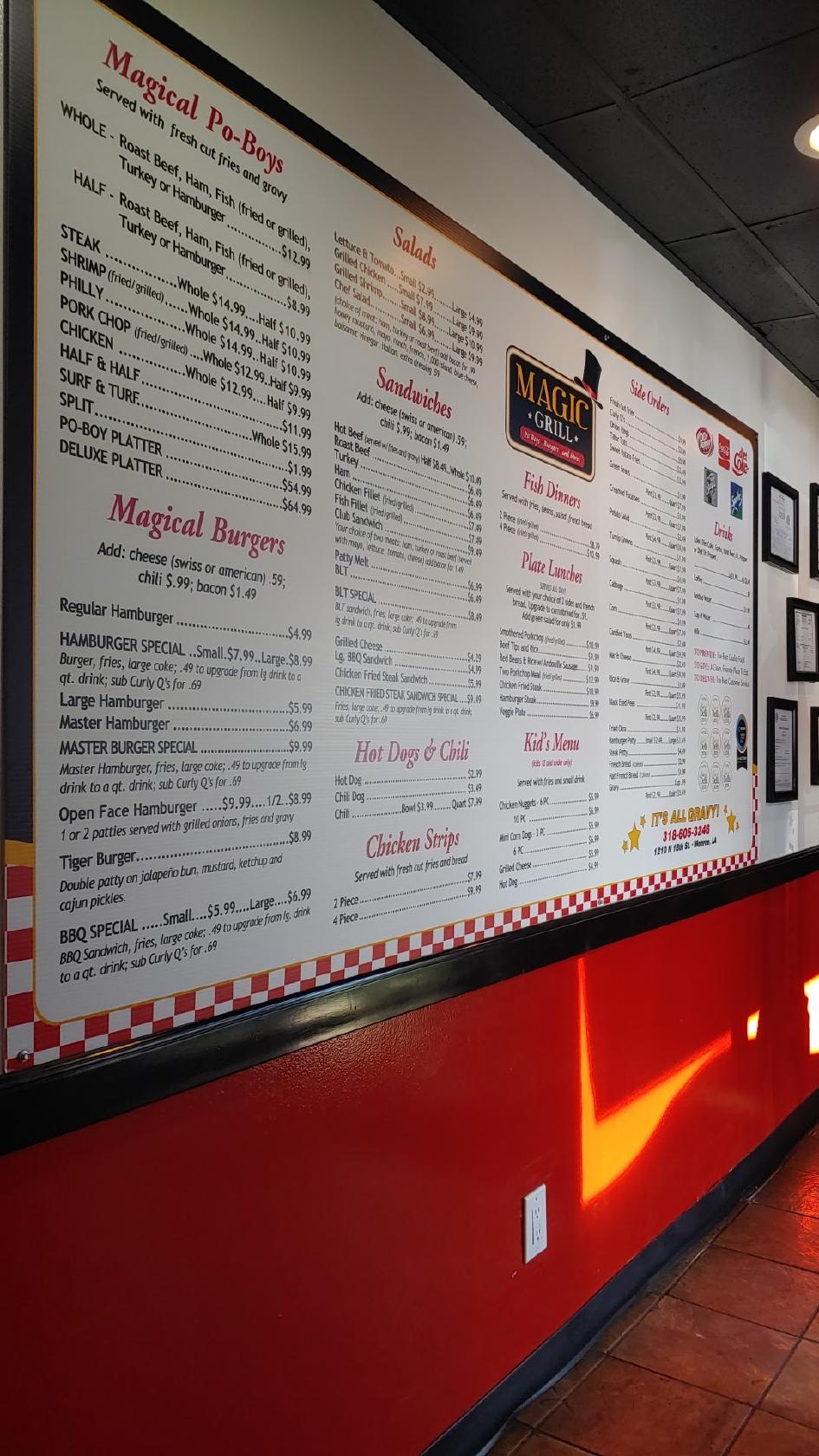 Menu at Magic Grill fast food, Monroe, N 18th St