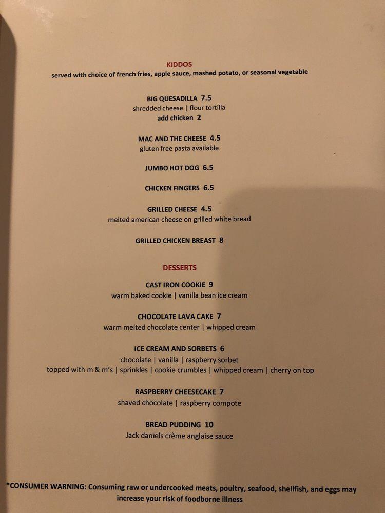 Menu at Allegheny Mariner restaurant, Kittanning
