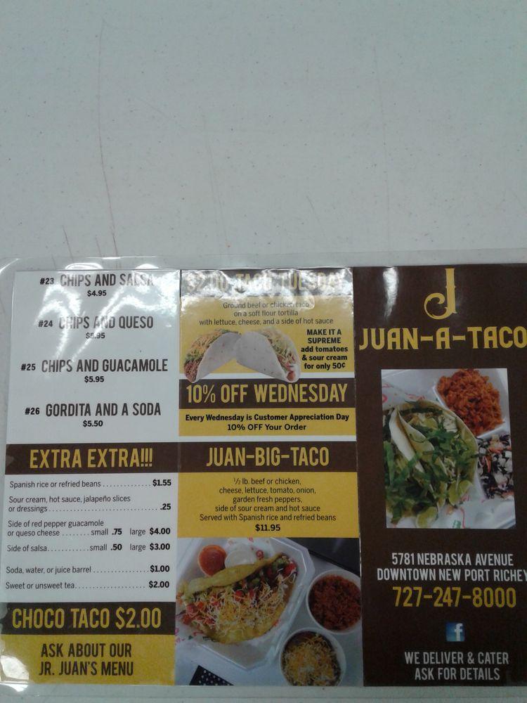 Menu at Juan-A-Taco Taco's & more Food Truck restaurant, New Port Richey