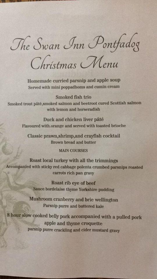 Menu at The Swan Inn pub & bar, Pontfadog