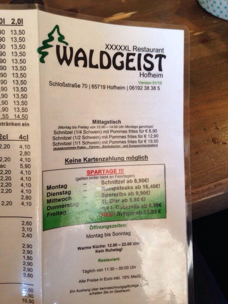 Menu at XXL Restaurant Waldgeist Hofheim, Hofheim