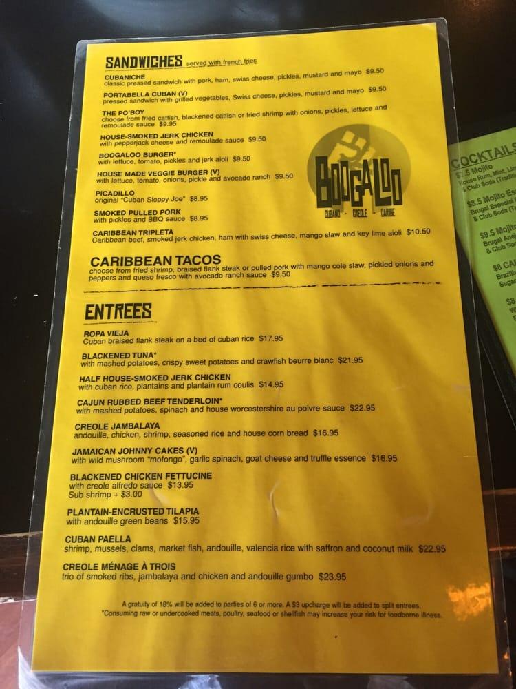 Menu at Boogaloo pub & bar, Maplewood