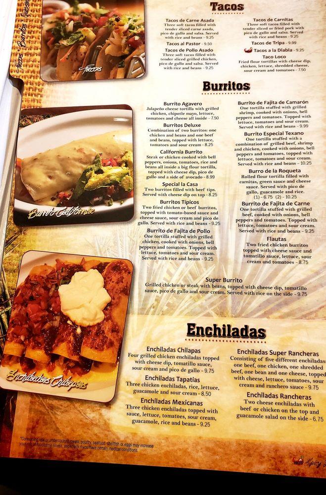Menu at El Agavero Mexicano restaurant, Mount Airy