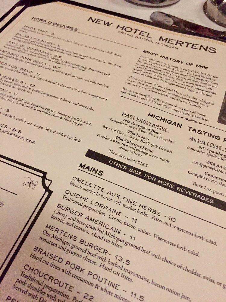 Menu at Mertens Prime (formerly New Hotel Mertens Brasserie) restaurant ...