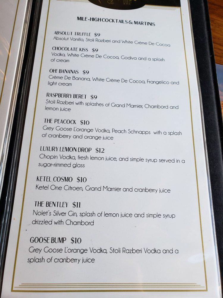 Menu at Peacock Room-Hassayampa Inn pub & bar, Prescott