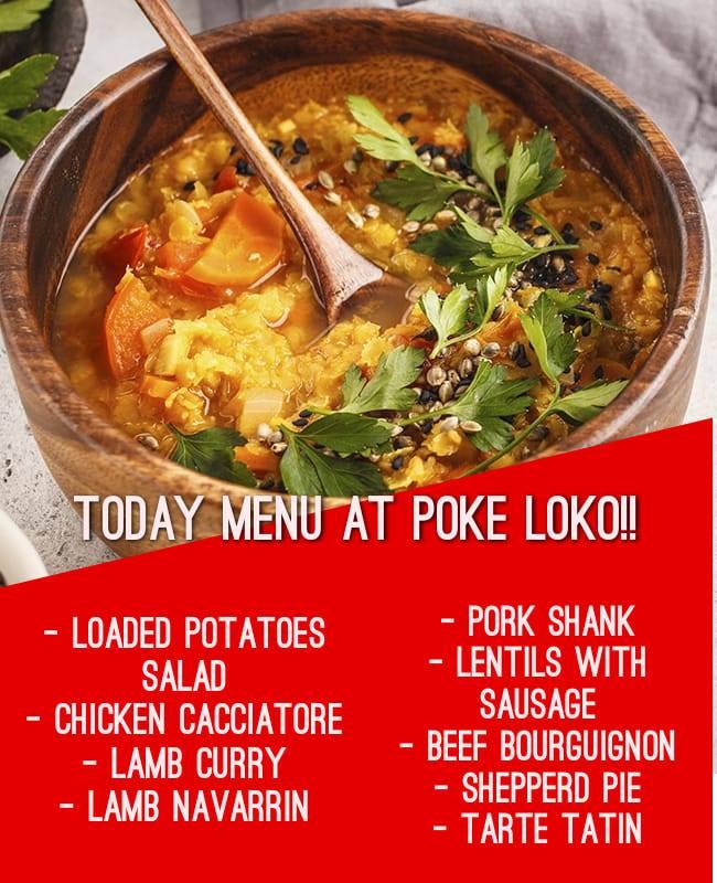 Menu at Poke Loko pub & bar, Todos Santos
