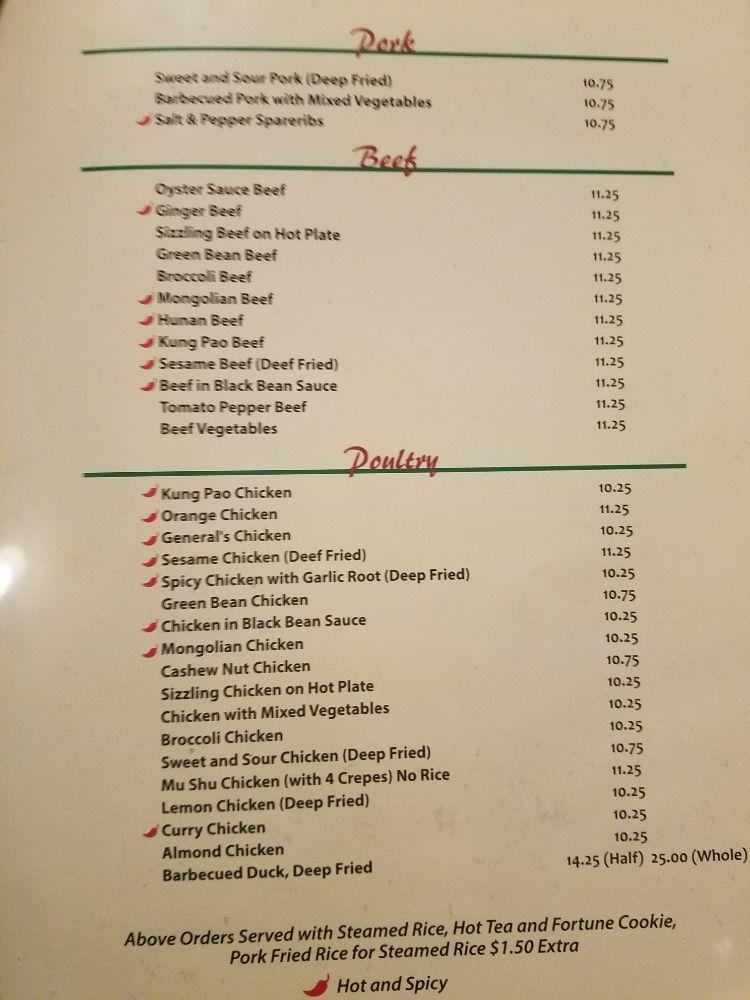 Menu at Lai Lai Chinese Restaurant, Mount Shasta