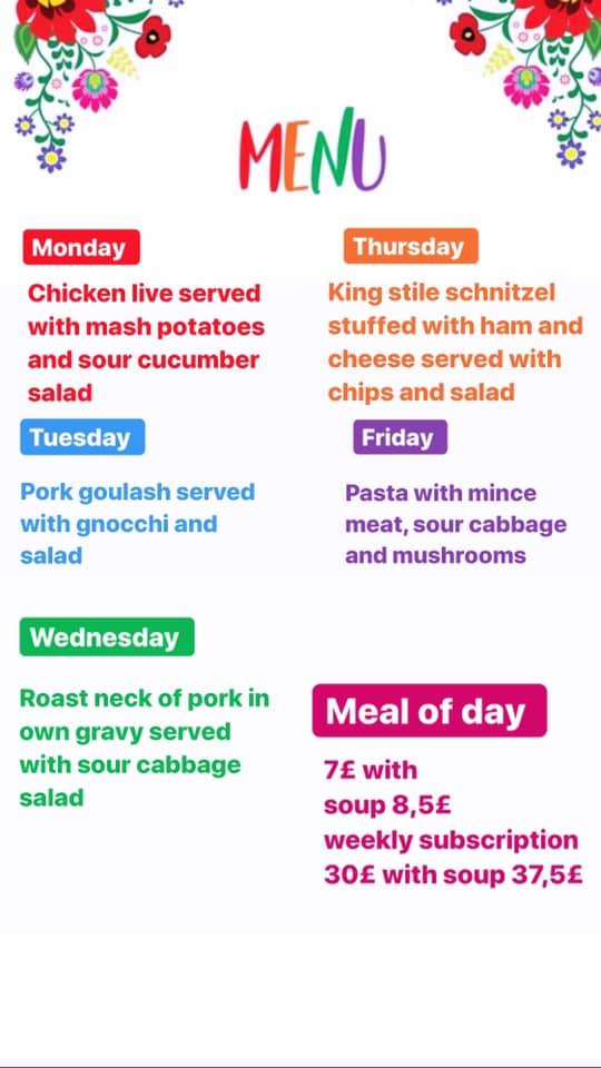 Menu at White Eagle restaurant, Northfleet