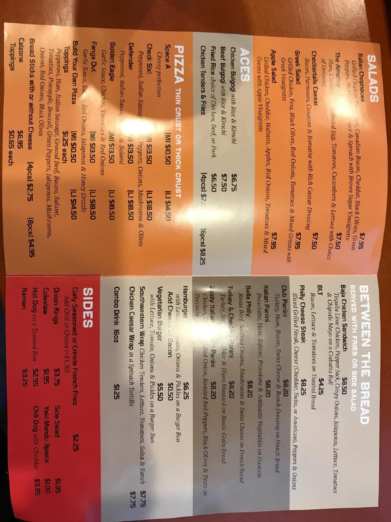 Menu at Checkertails restaurant, South Korea