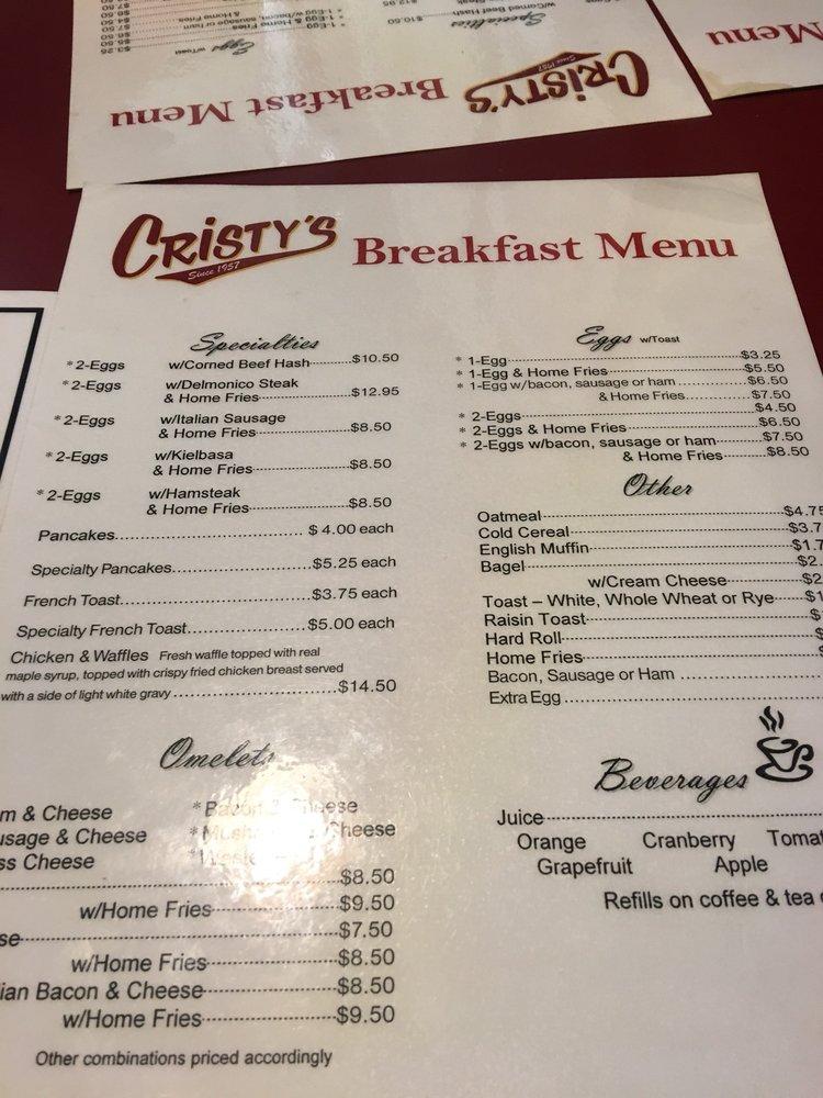 Menu at Cristy's Restaurant, Westbrook