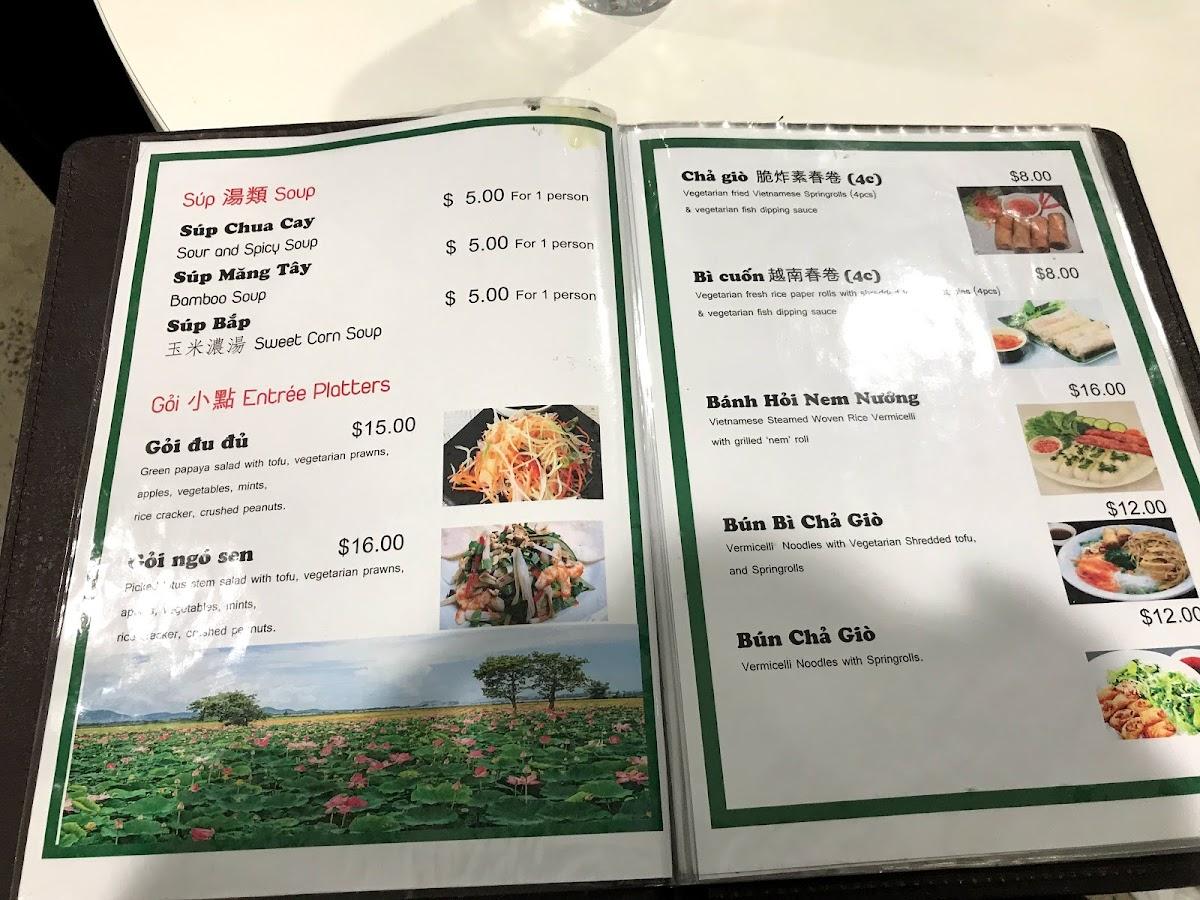 Menu at Hoa Nghiem Vegie Hut restaurant, Springvale South