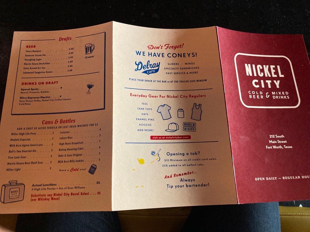 Menu at Nickel City pub & bar, Fort Worth