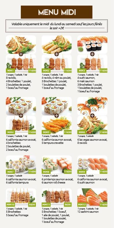 Menu at Simple sushi restaurant, Montrouge