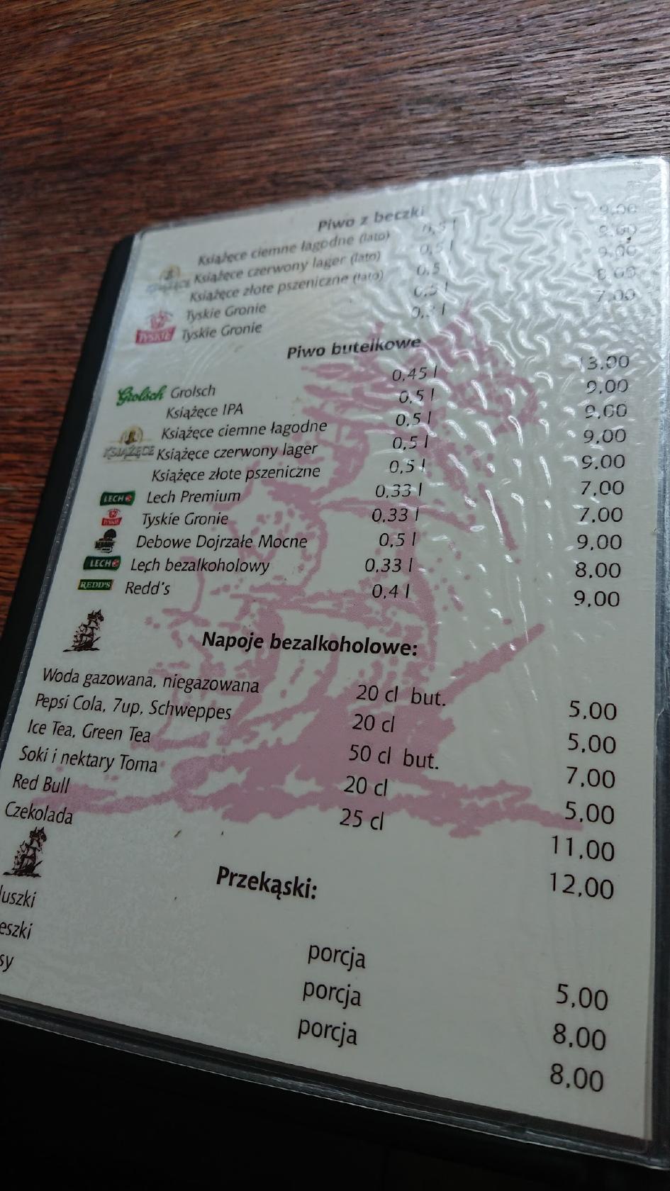 Menu at The Clipper pub & bar, Szczecin